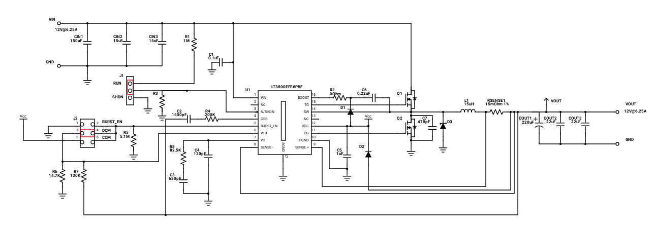 Scheme-it | ADI-LT3800 high voltage DC/DC step-down controller reference design | DigiKey